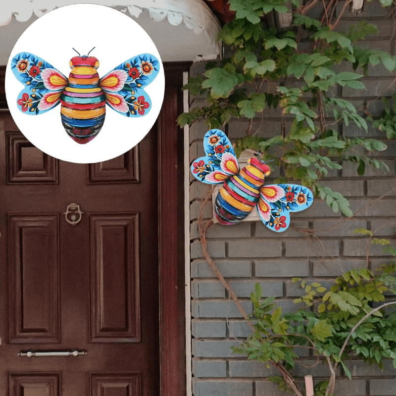 Iron Bee Art Sculpture Hanging Wall Decorations for Garden – luckinwish